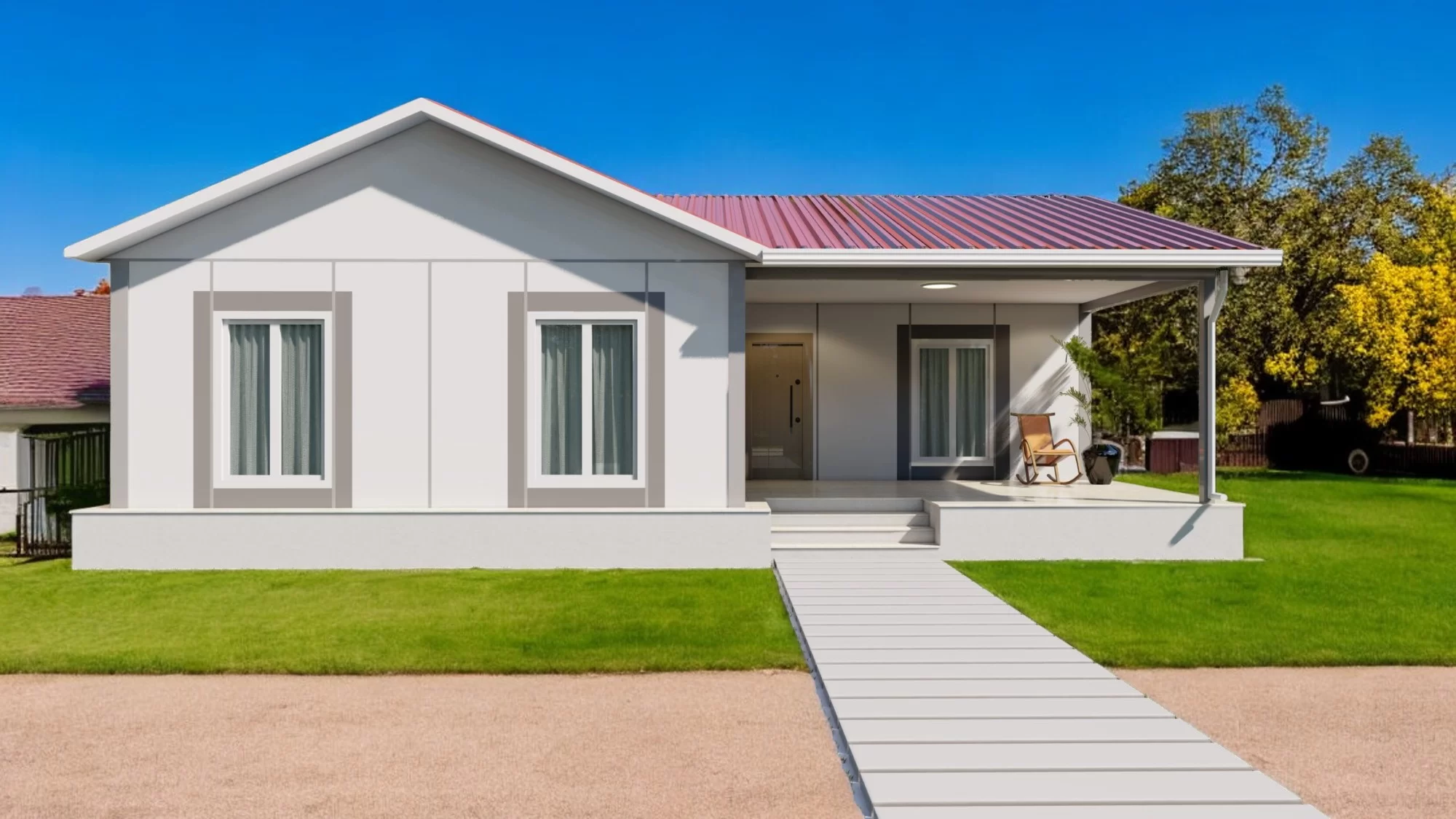 Tek Kat Prefabrik Ev 92 m² MODEL B141 - 3D Prefabrik Evler